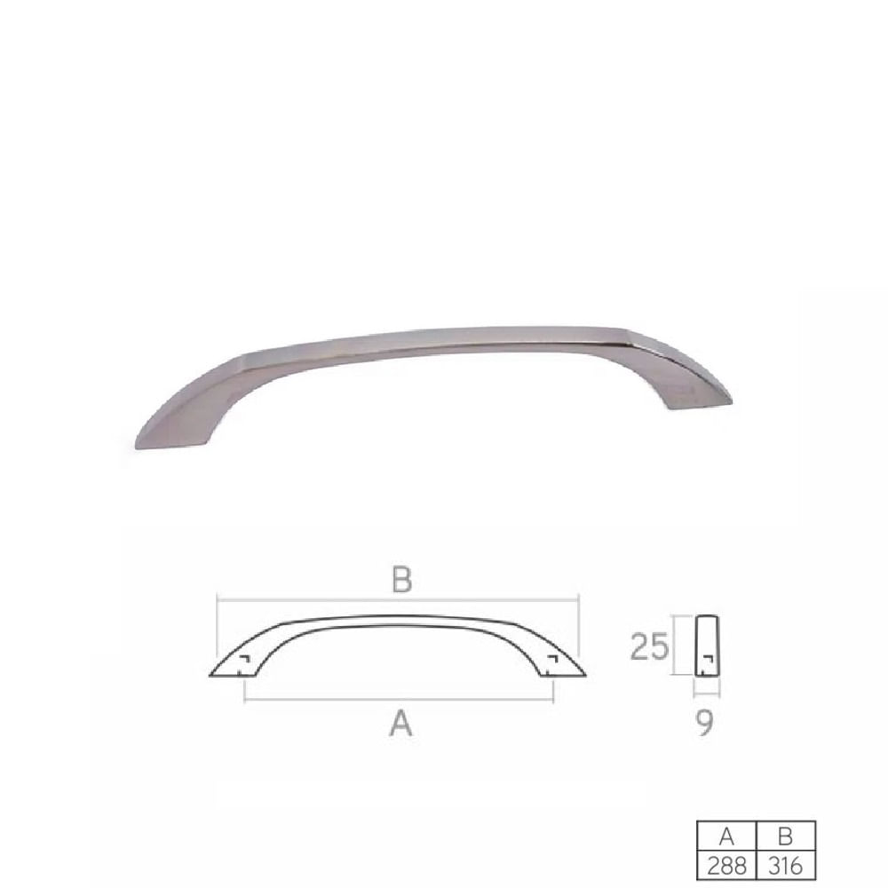 Puxador Alça Neo 288mm Cromo Acetinado Contatto Puxadores - Gasometro